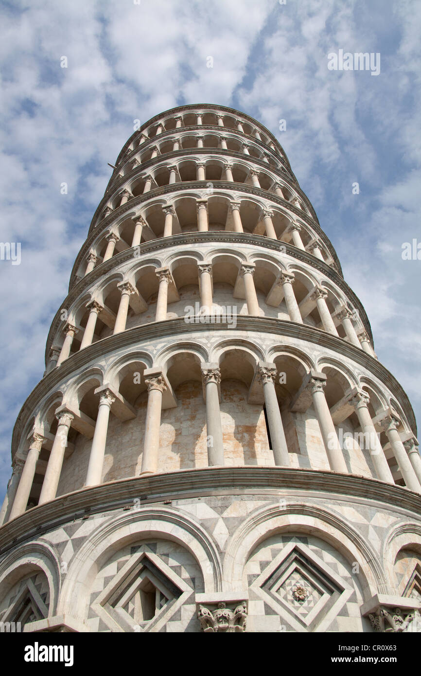 City of Pisa, Italy. Low angled view of the Leaning Tower of Pisa Stock ...