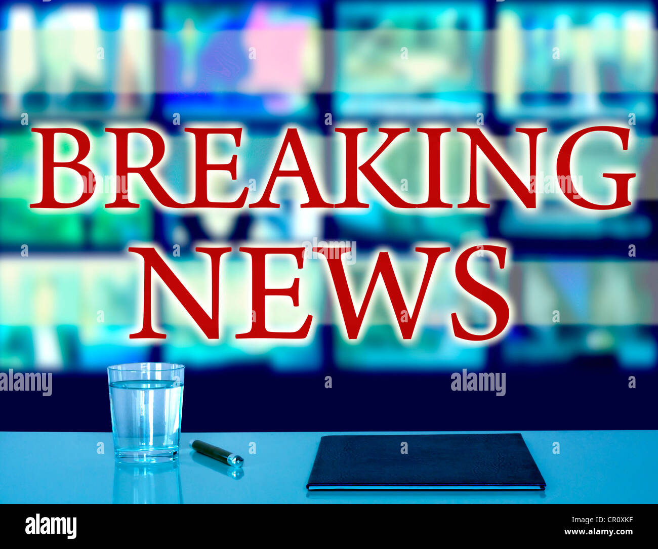 Breaking news television studio media concept background Stock Photo ...