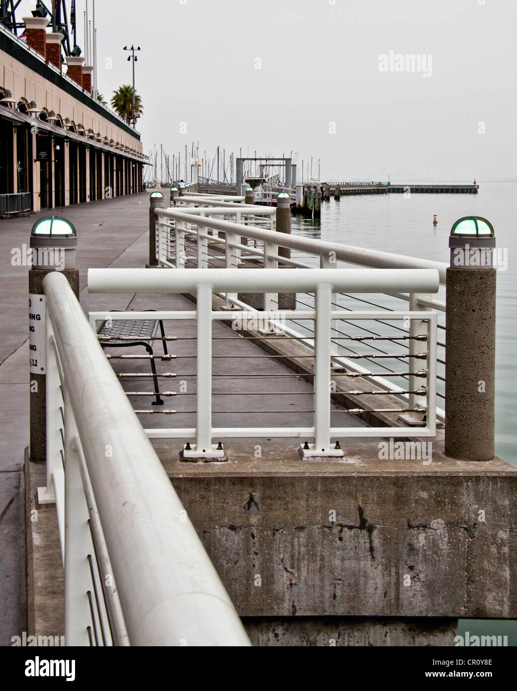 The zigzag railing along the walkway or promenade on the Mission Bay ...