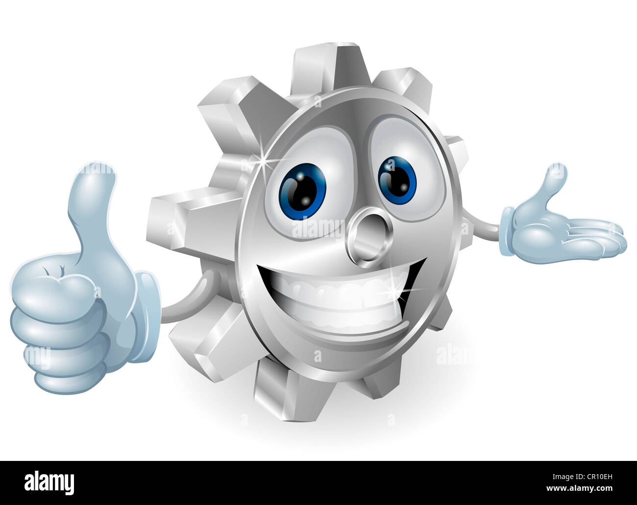 Illustration of a cute cartoon cog mascot giving a thumbs up Stock ...