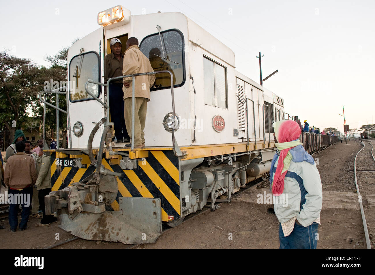 Ethiopia, Afar Region, Awash Saba, train on the only railway line ...