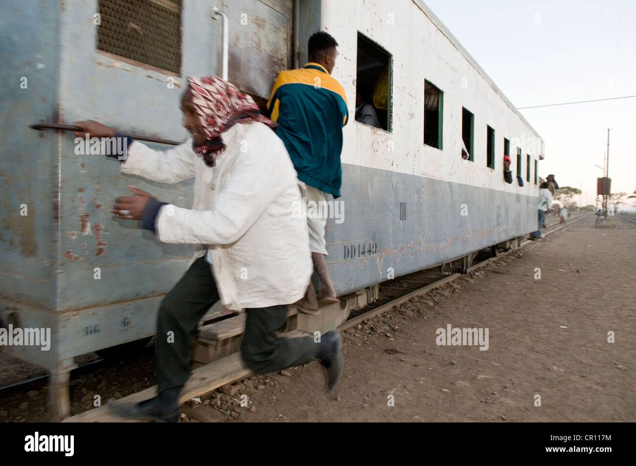 Ethiopia, Afar Region, Awash Saba, train on the only railway line ...