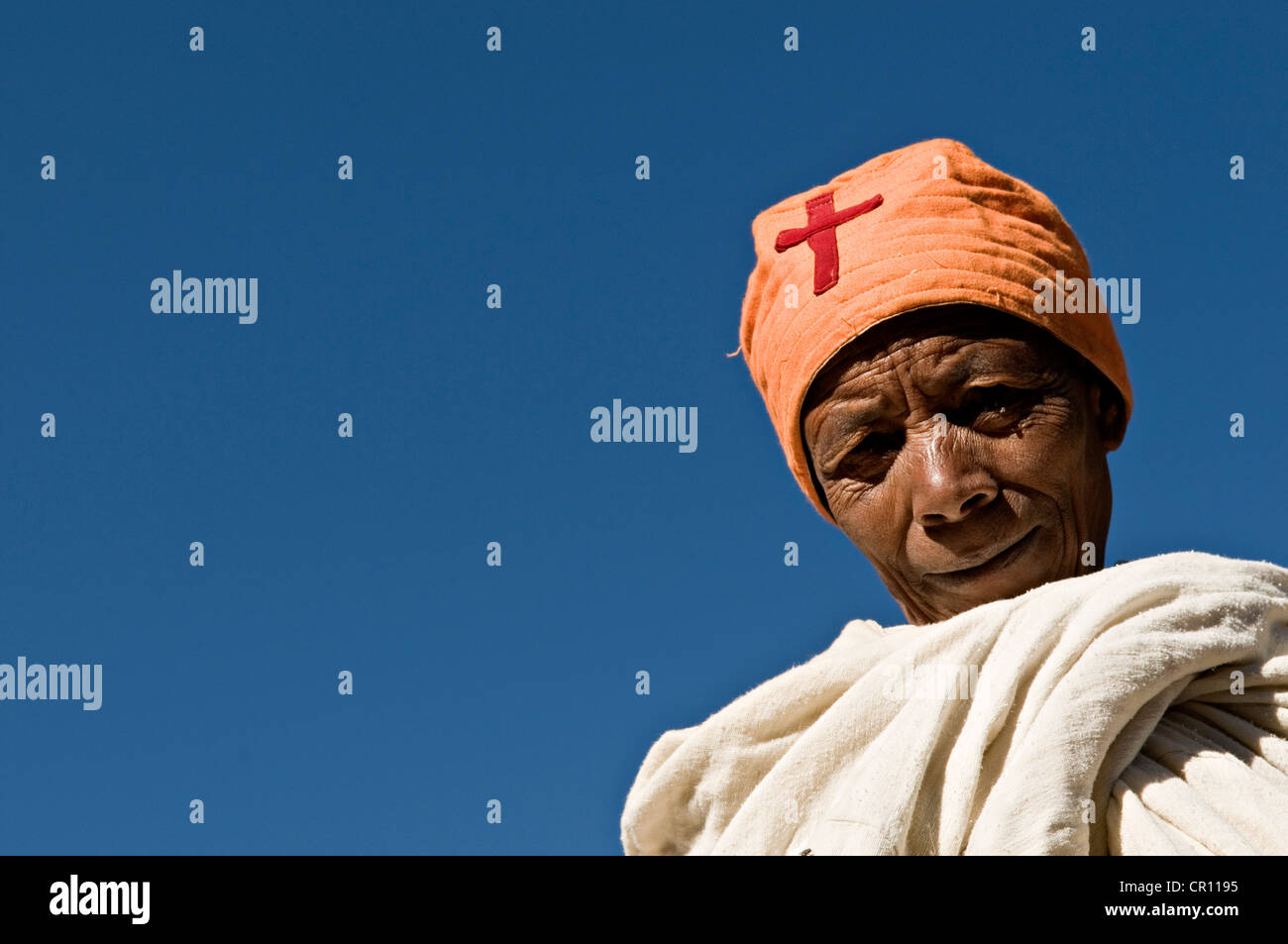 Ethiopia, Amhara Region, Lalibela, pilgrim at Bet Gabriel Rafael Church ...