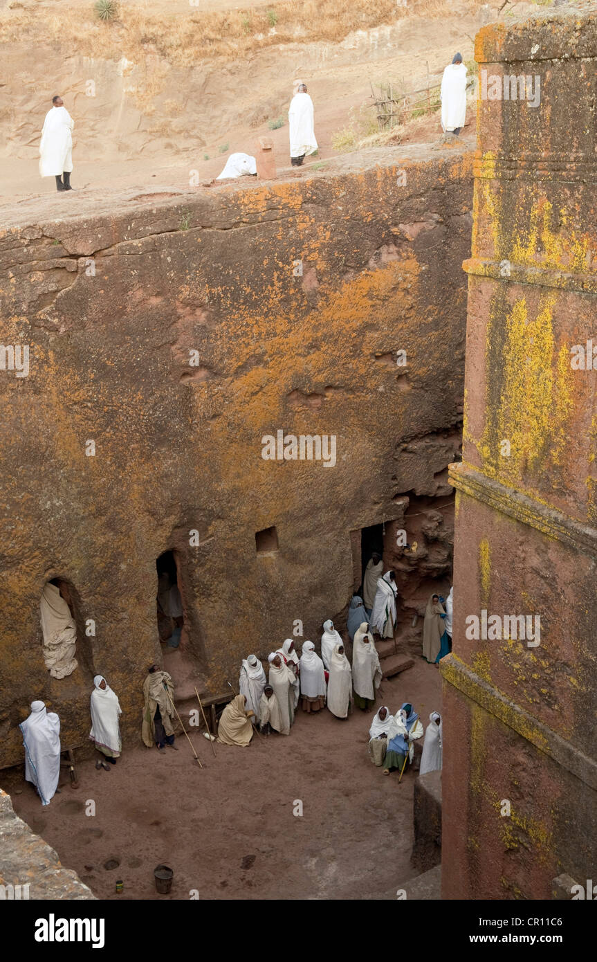 Ethiopia, Amhara Region, Lalibela, Sunday mass at Bet Giorgis ...