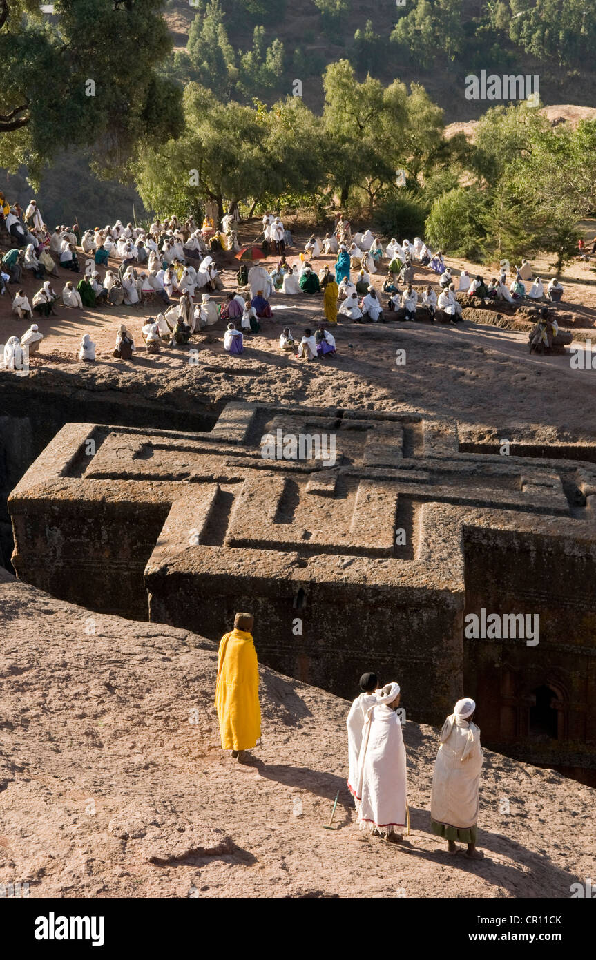 Ethiopia Amhara Region Lalibela Sunday mass Bet Giorgis monolithic ...