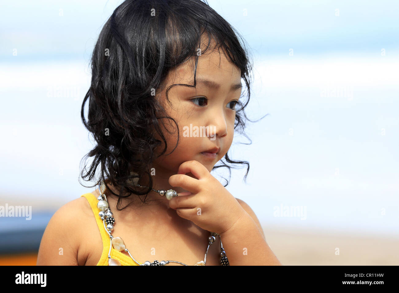 Portrait of the beautiful small Asian girl. Indonesia. Java Stock Photo ...
