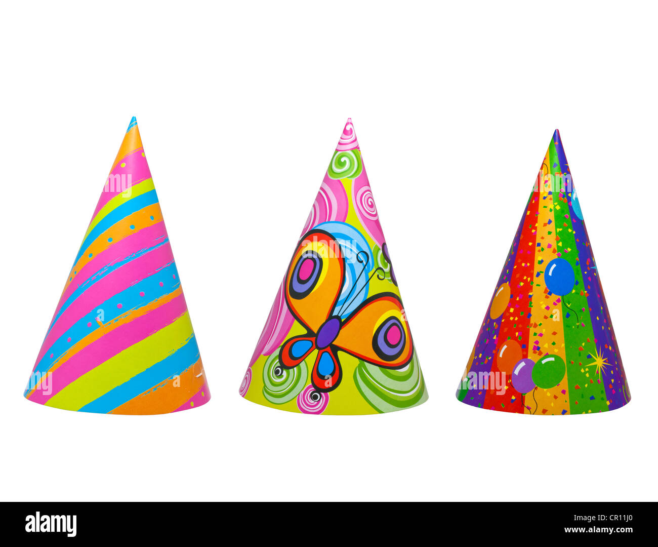 Three party birthday colorful hats isolated on white background Stock ...