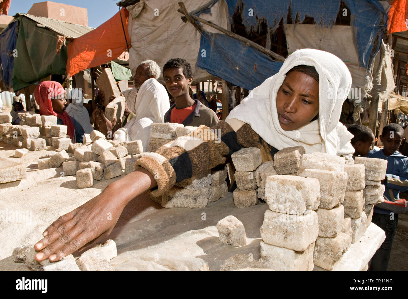 Ethiopia, Tigray Region, city of Mekele, market, selling salt Stock ...