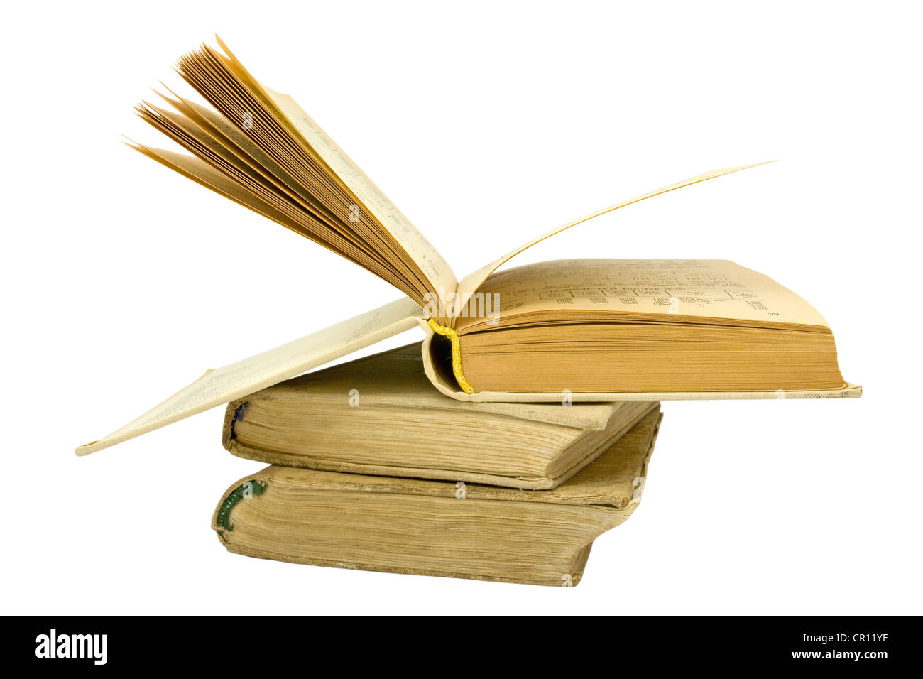 three old books isolated on white background Stock Photo - Alamy