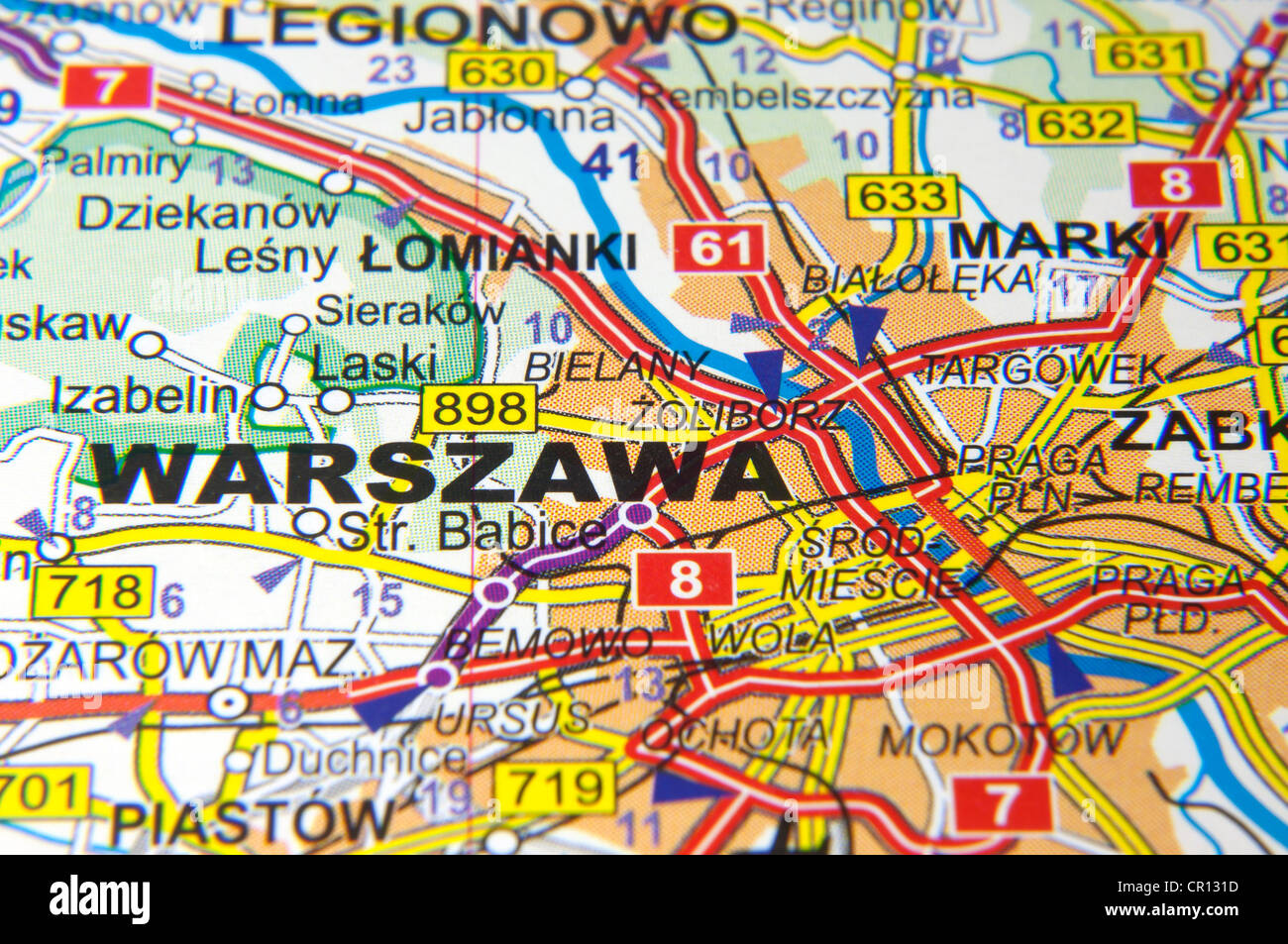 Warsaw map hi-res stock photography and images - Alamy