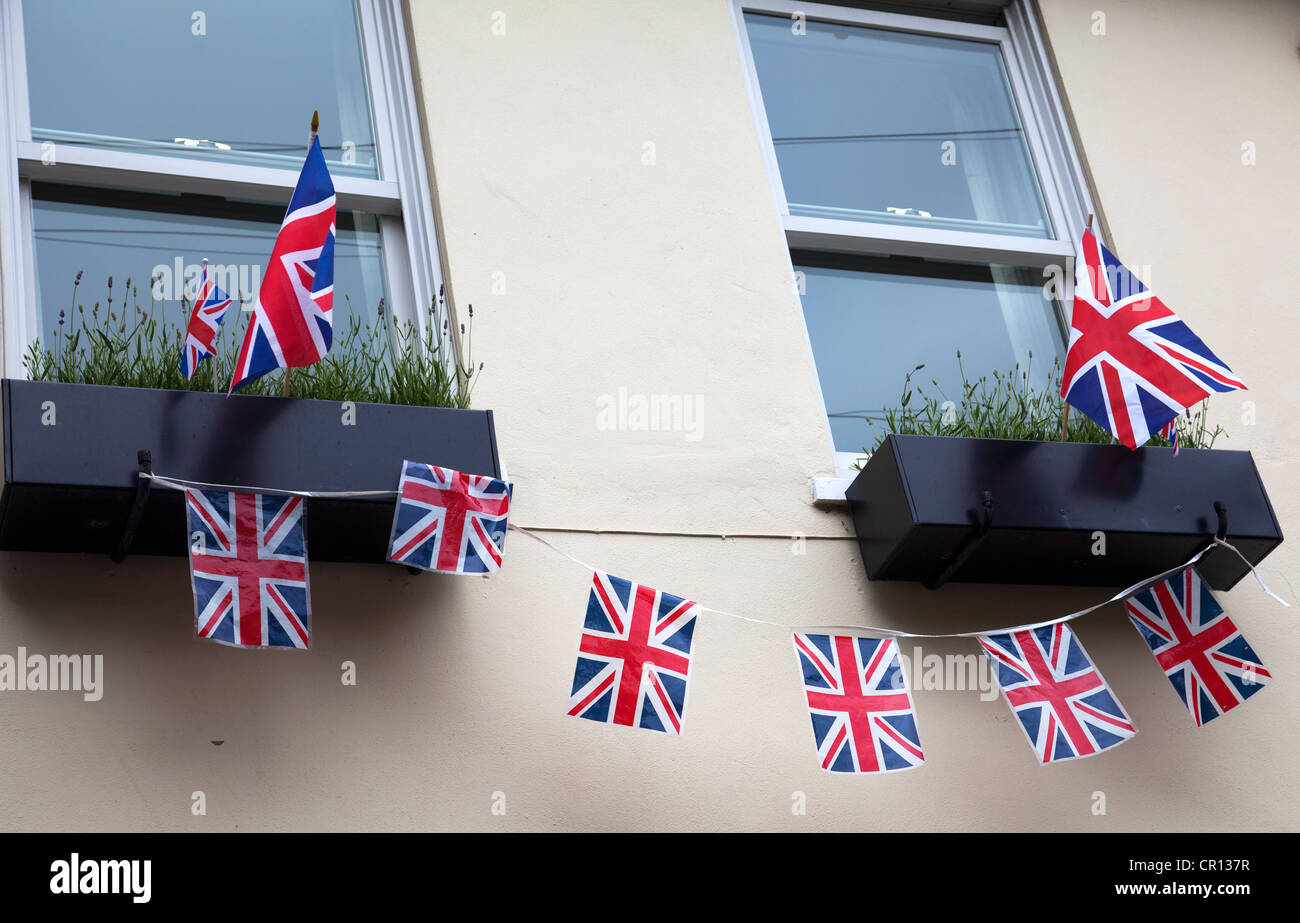 Home Decorated with Union Jack Flags and Bunting - London UK Stock ...