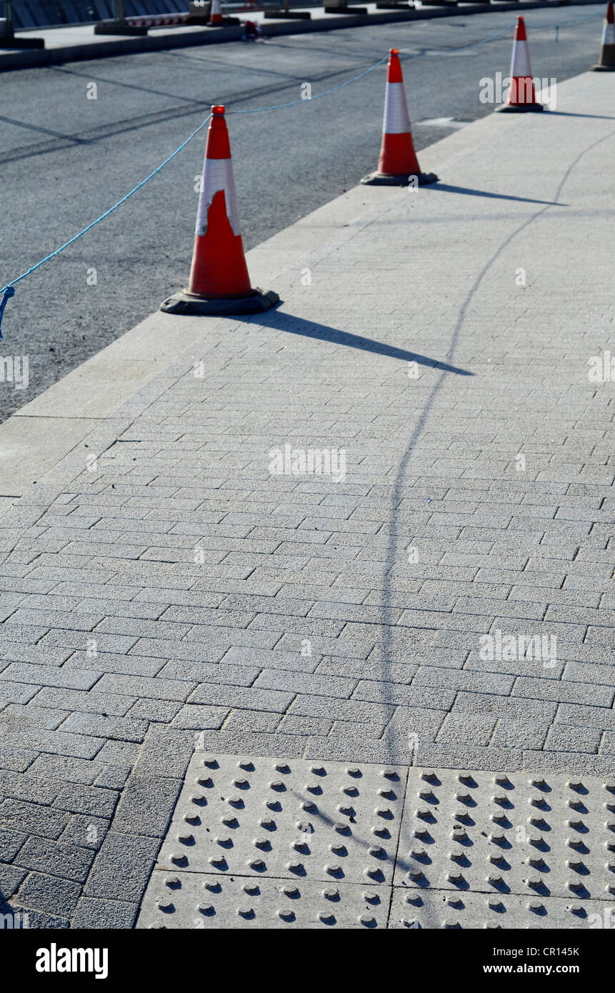 traffic cones on new pavement Stock Photo - Alamy