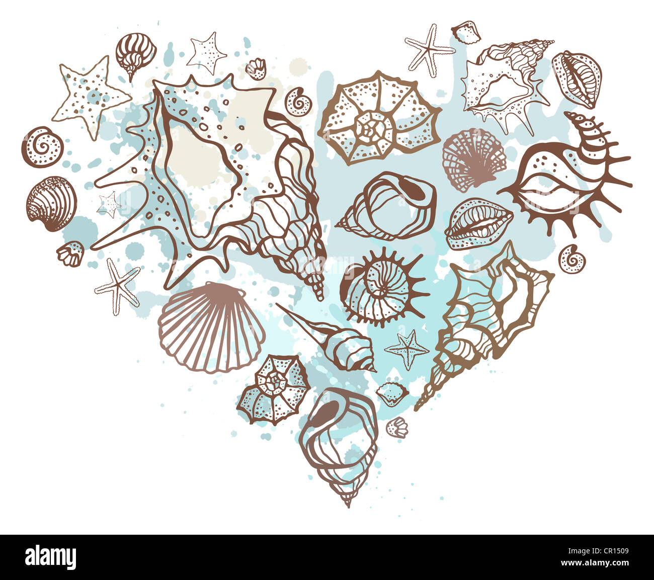 Heart of shells. Hand drawn vector illustration isolated Stock Photo ...