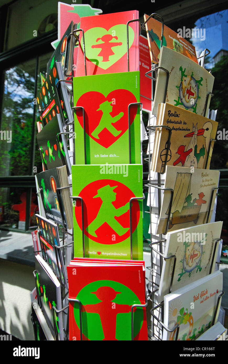 BERLIN, GERMANY. Ampelmann postcards at the Ampelmann Galerie shop in ...