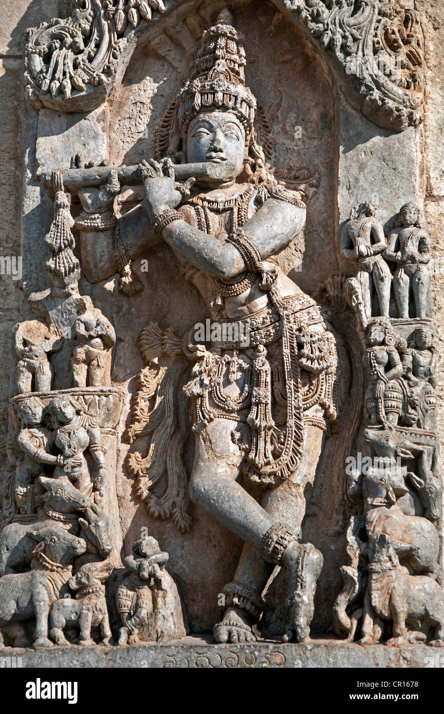 Carving of a Madanika or celestial nymph. Chennakeshava temple. Belur ...