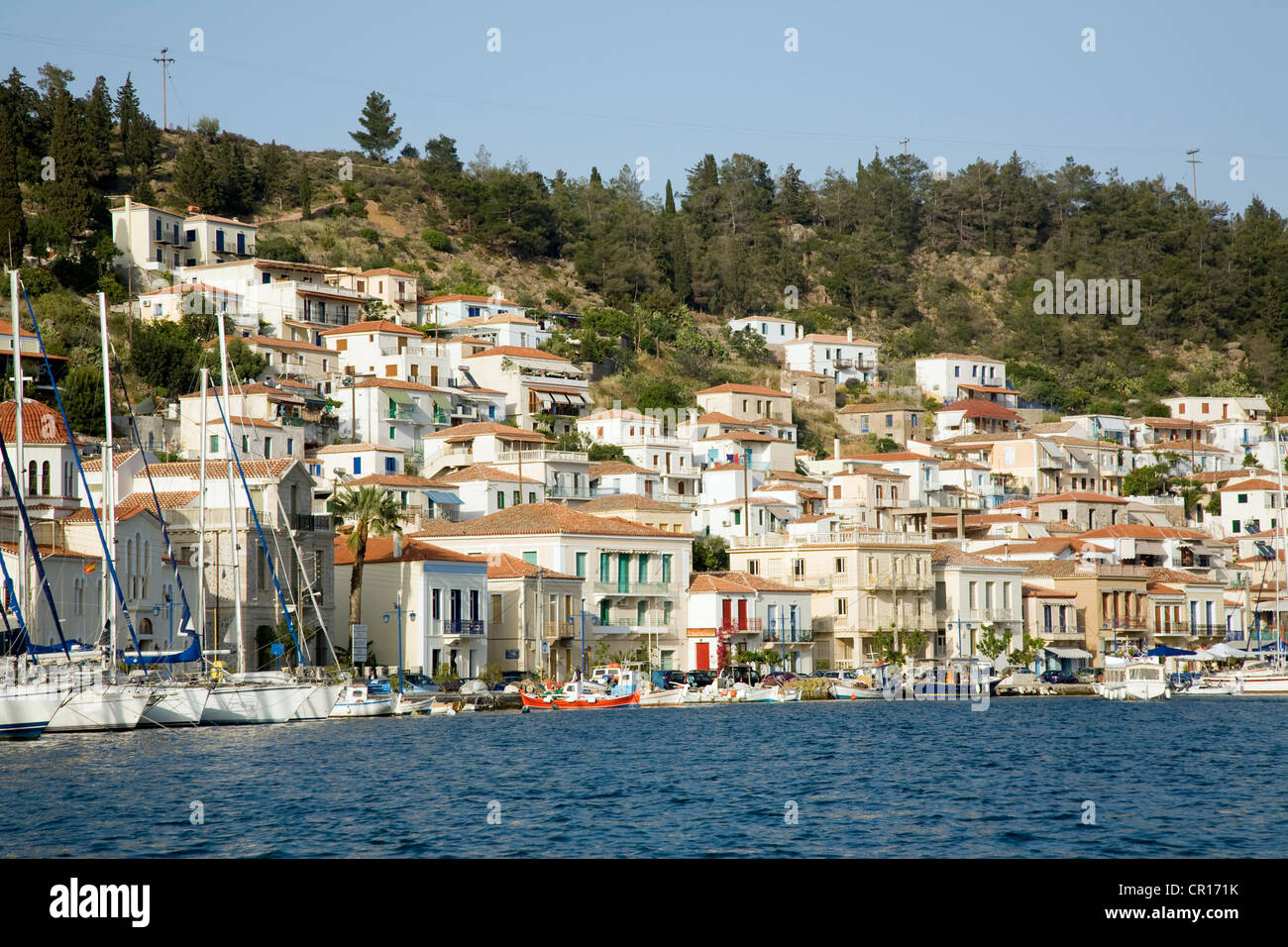 Greece, Saronic Islands, Poros Island, Poros, fishing harbour Stock ...