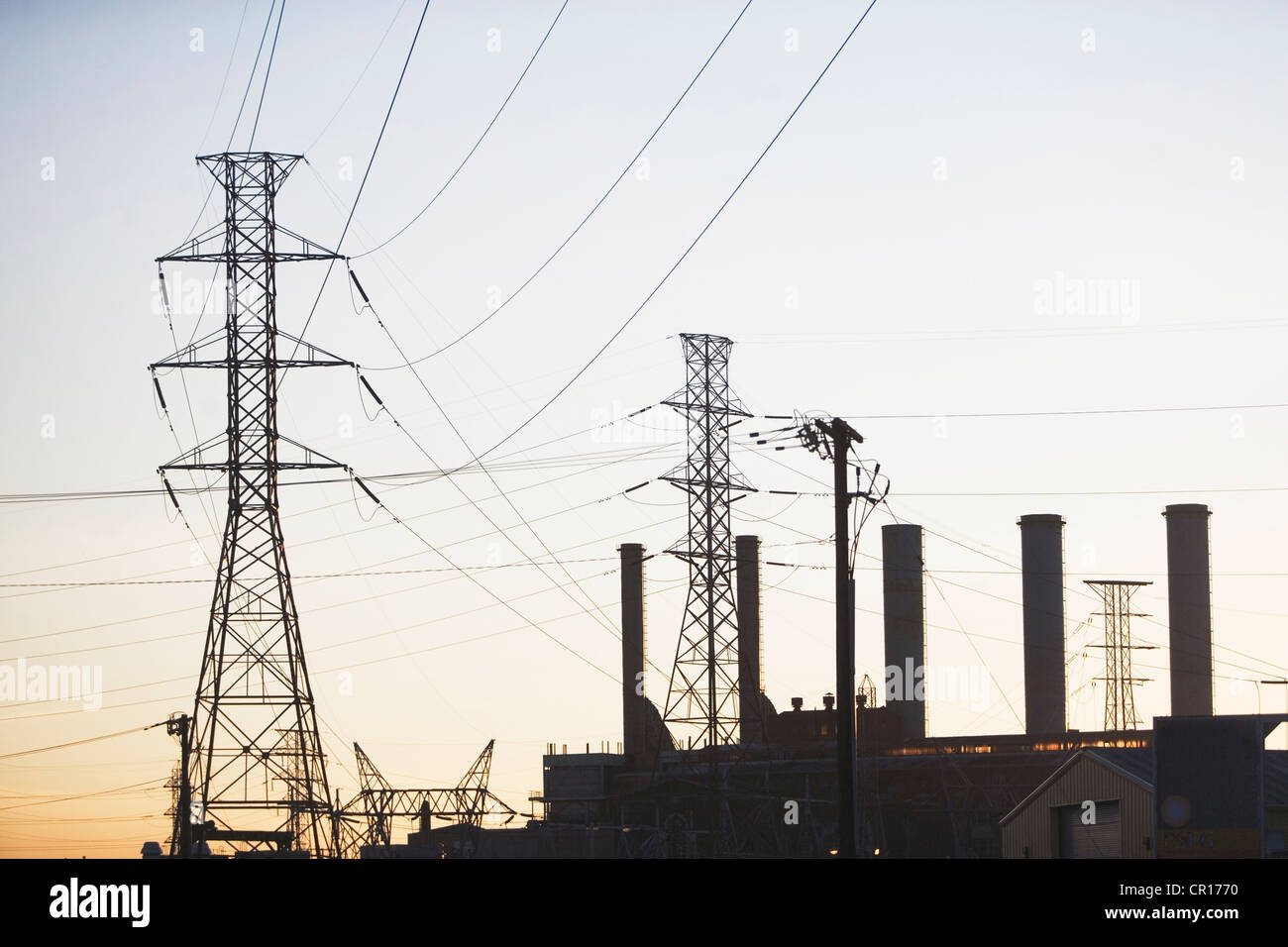 USA, New York, New York City, Power plant and pylons Stock Photo - Alamy