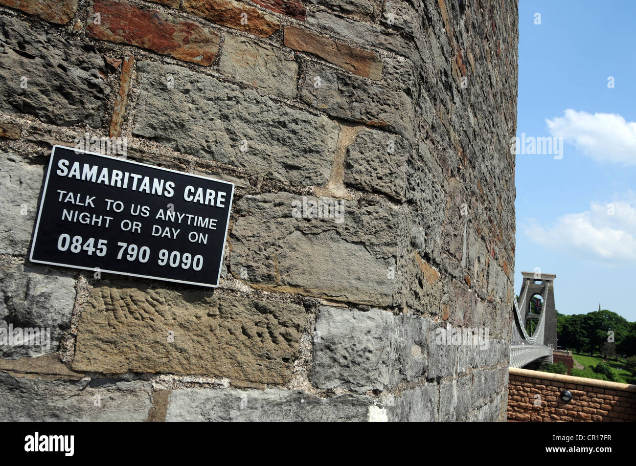Samaritans help sign on Clifton Suspension Bridge, Bristol, Somerset ...