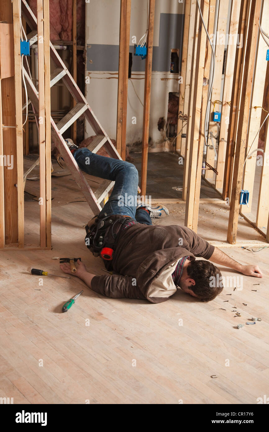 USA, Texas, Dallas, Handyman falling of ladder Stock Photo - Alamy