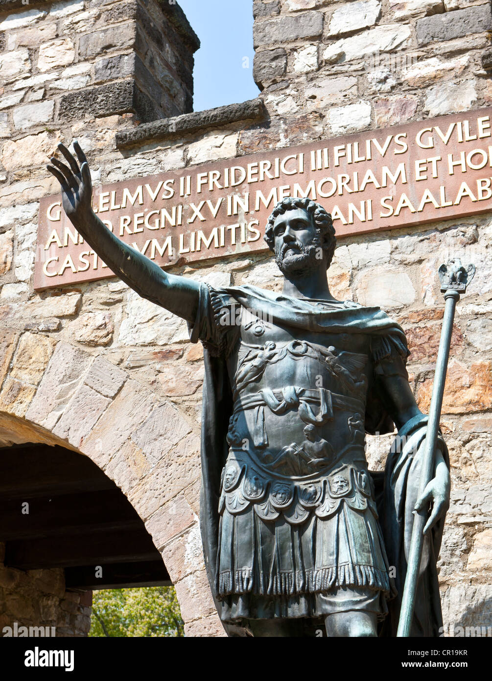 Bronze statue of the Roman emperor Augustus at the entrance of the ...