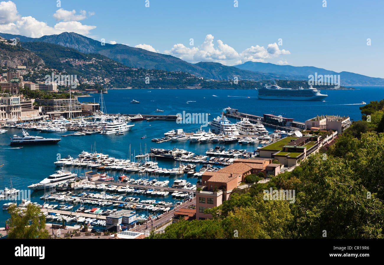 Overlooking the harbour of Monaco, Port Hercule, Monte Carlo ...