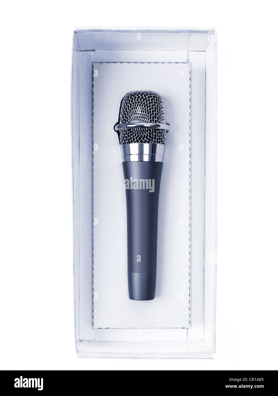 Studio shot of unplugged microphone still in box Stock Photo - Alamy