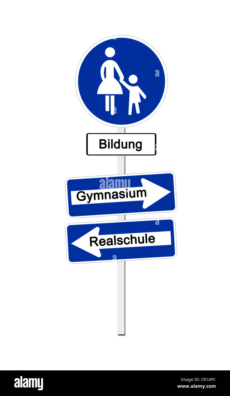Pedestrian zone sign labeled Bildung, German for education, and one-way ...