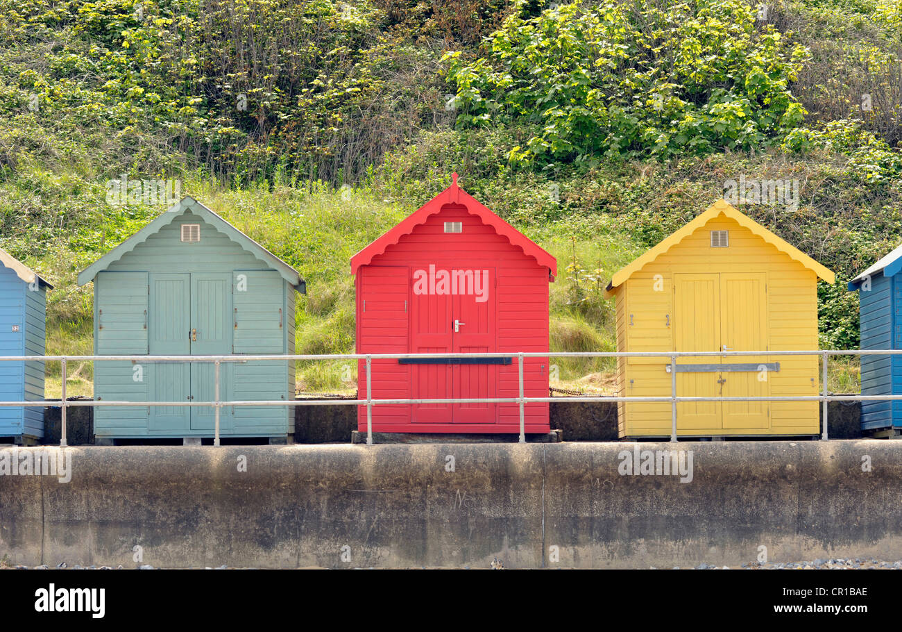 Traditional seaside beach huts along Cromer's East beach in North ...