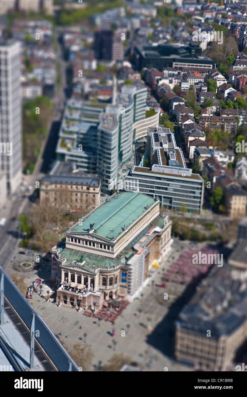 View over the Alte Oper, Old Opera House and Opernplatz square, tilt ...