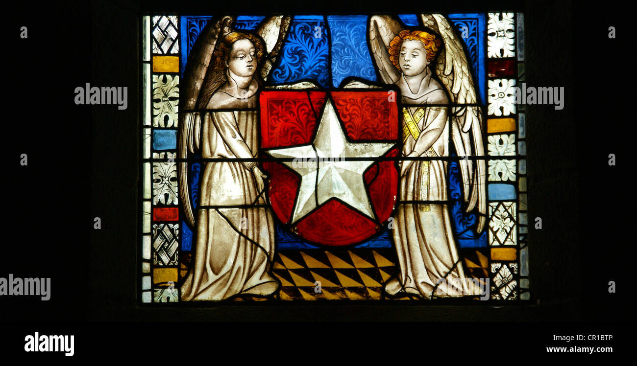 Stained glass, angels, religious scenes, Cloisters, New York City Stock ...