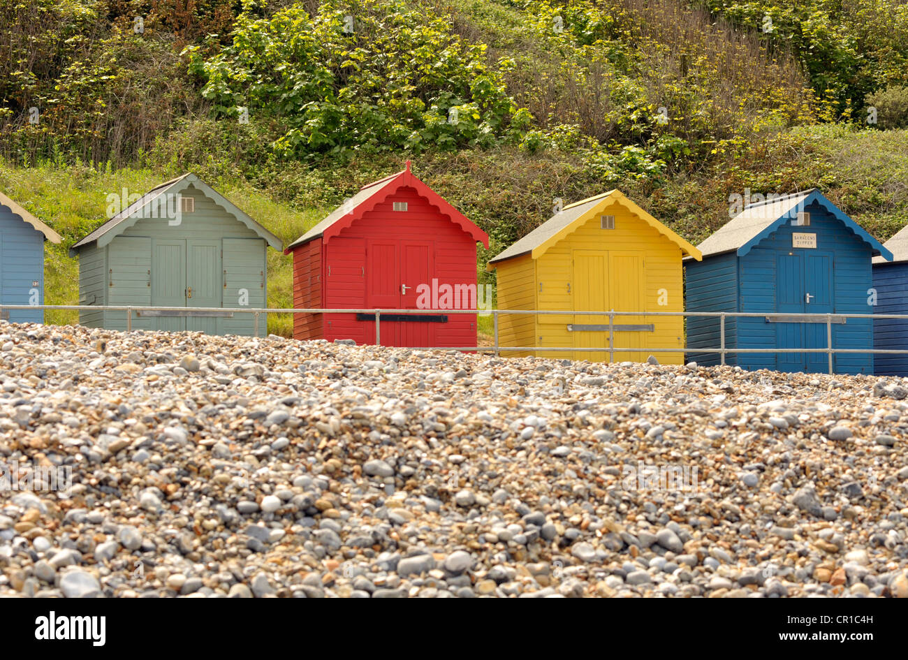 Traditional seaside beach huts along Cromer's East beach in North ...