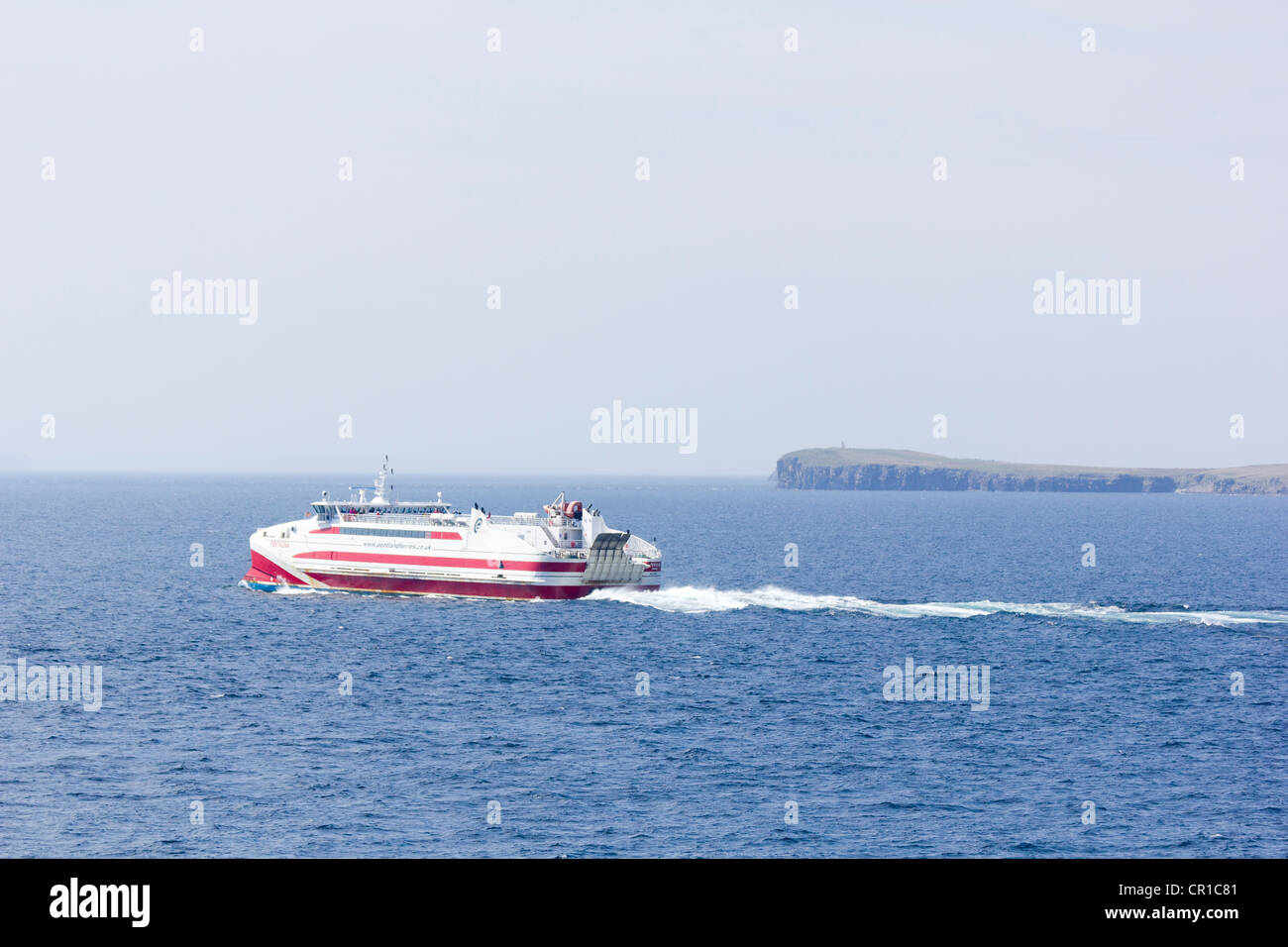 Hoxa Head, Orkney Islands, Scotland with catamaran Pentalina Stock ...