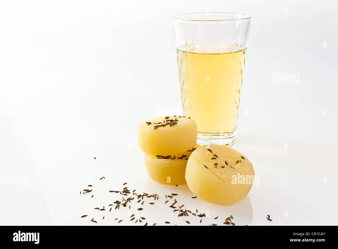 Traditional food of Frankfurt, German hand cheese or Harz cheese with ...