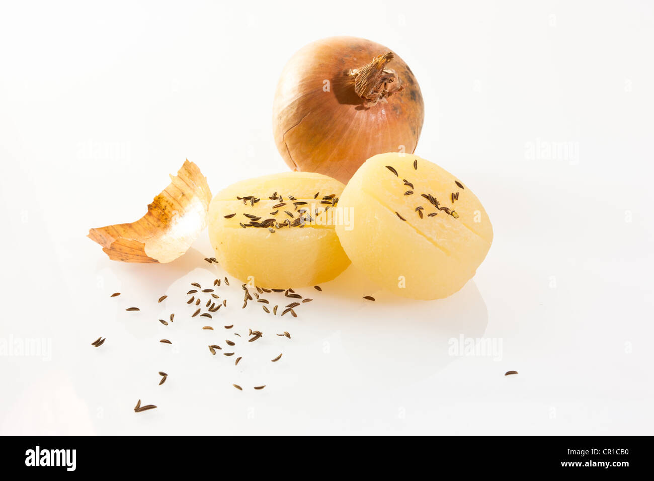 Traditional food of Frankfurt, German hand cheese or Harz cheese with ...