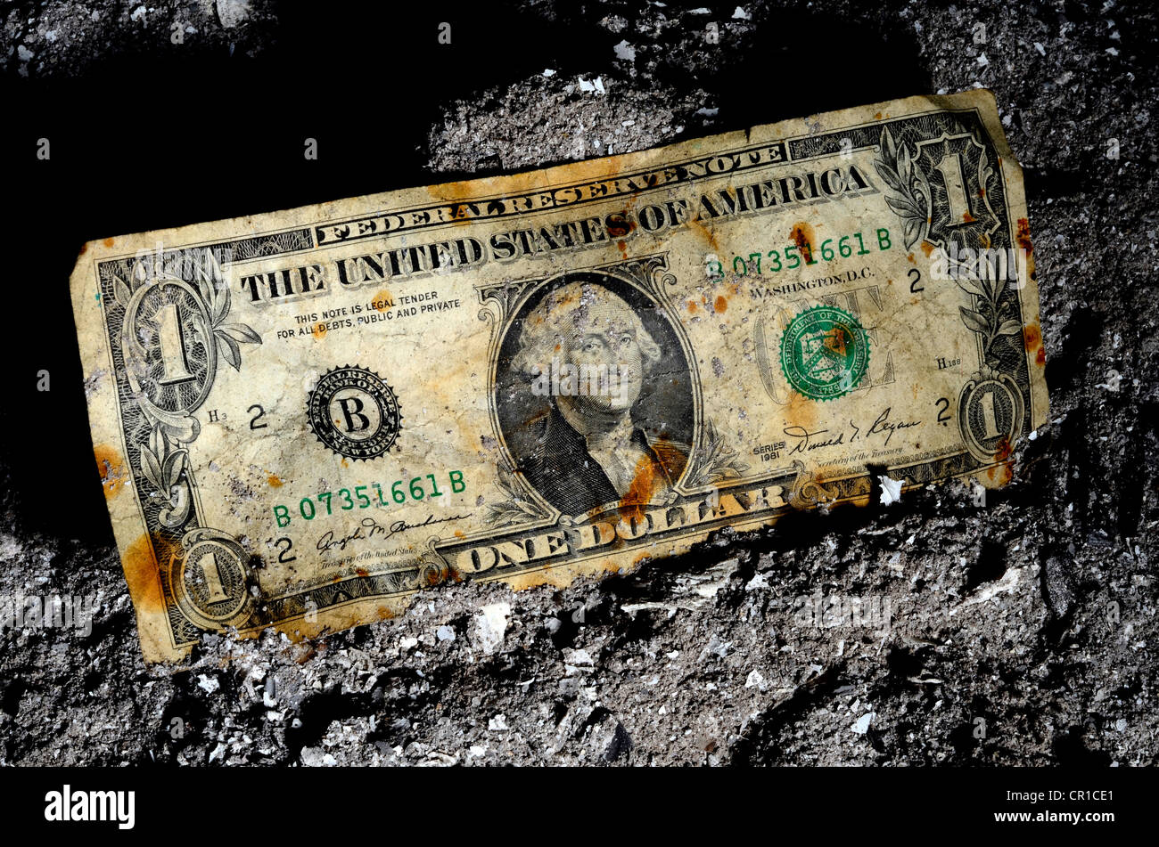 Washington dollar bill in wood ashes Stock Photo - Alamy