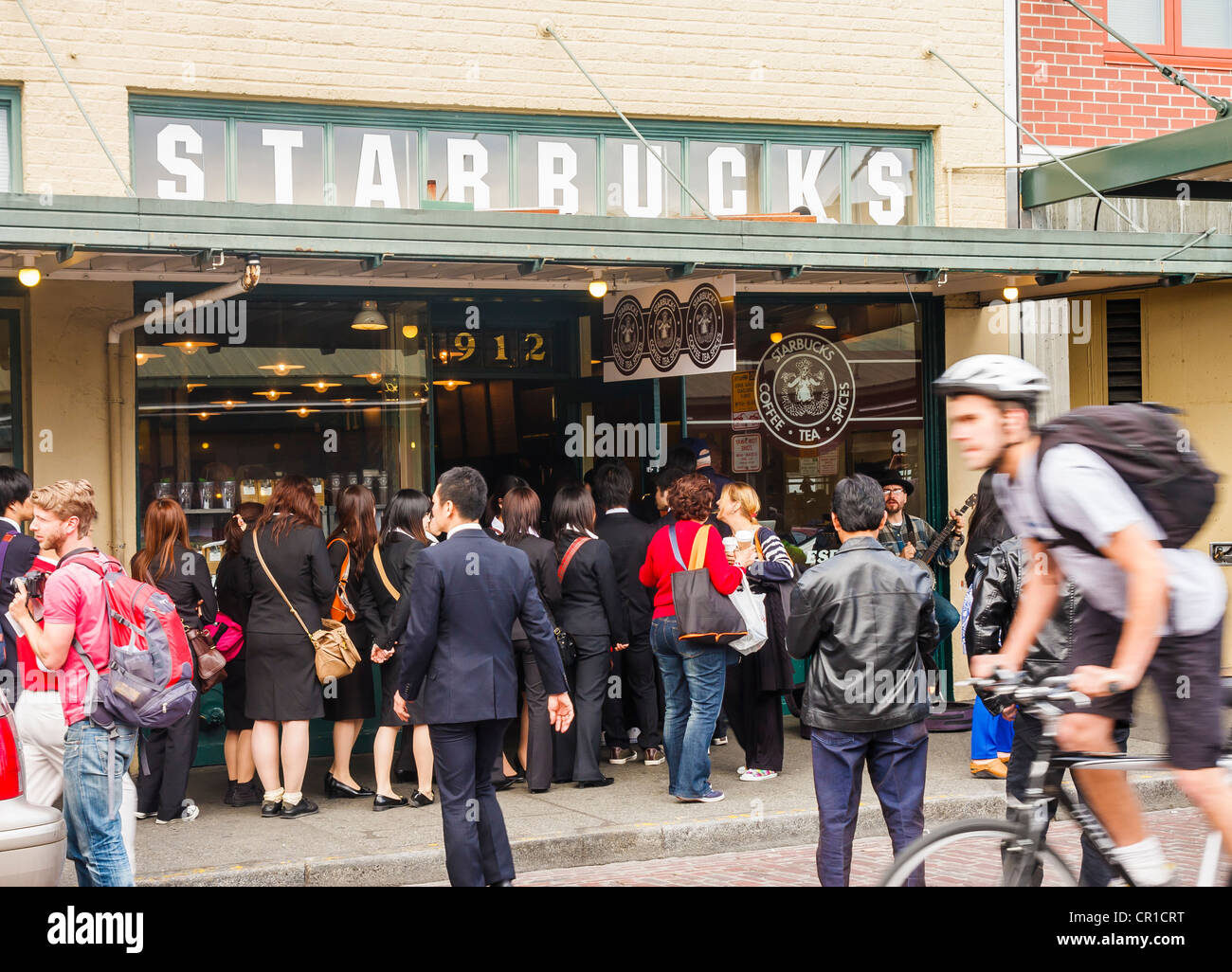 The orginal Starbucks coffee shop on Pike Street in Seattle Washington ...