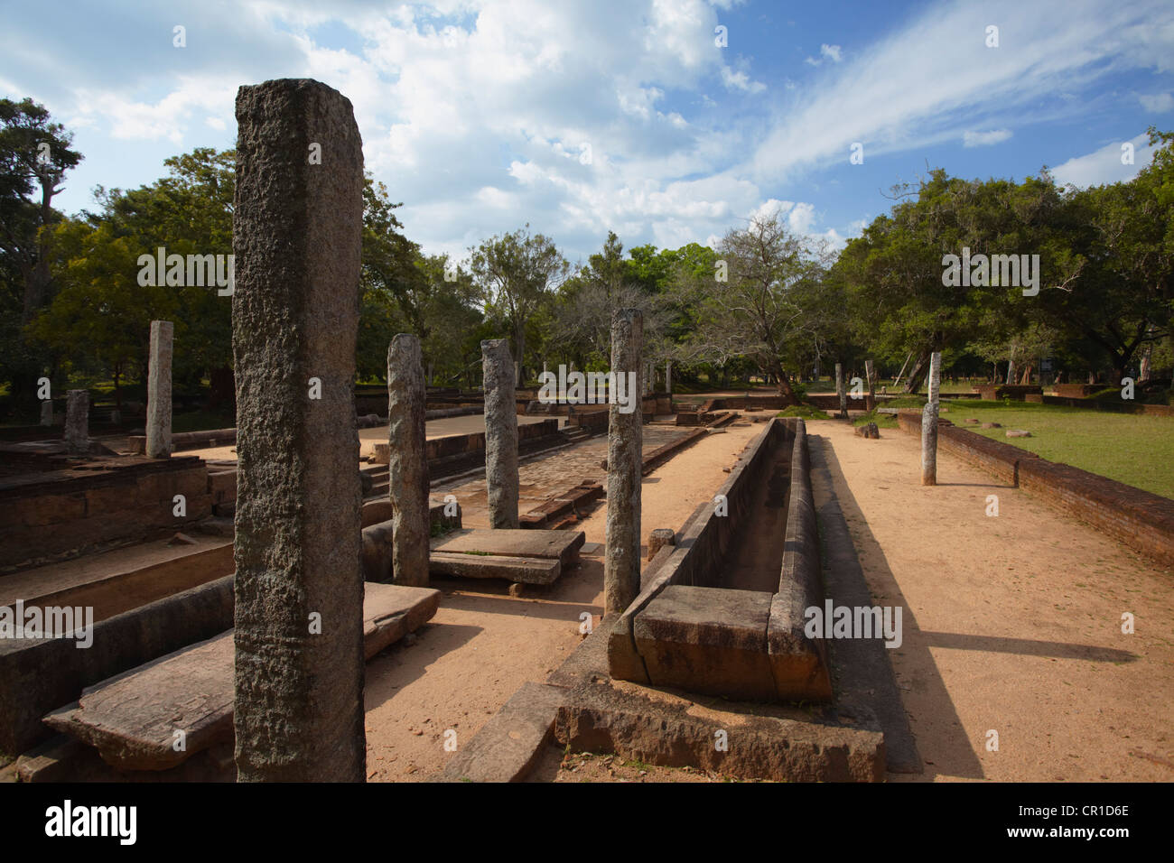 Remains of monastic refectory, Northern Ruins, Anuradhapura, (UNESCO ...