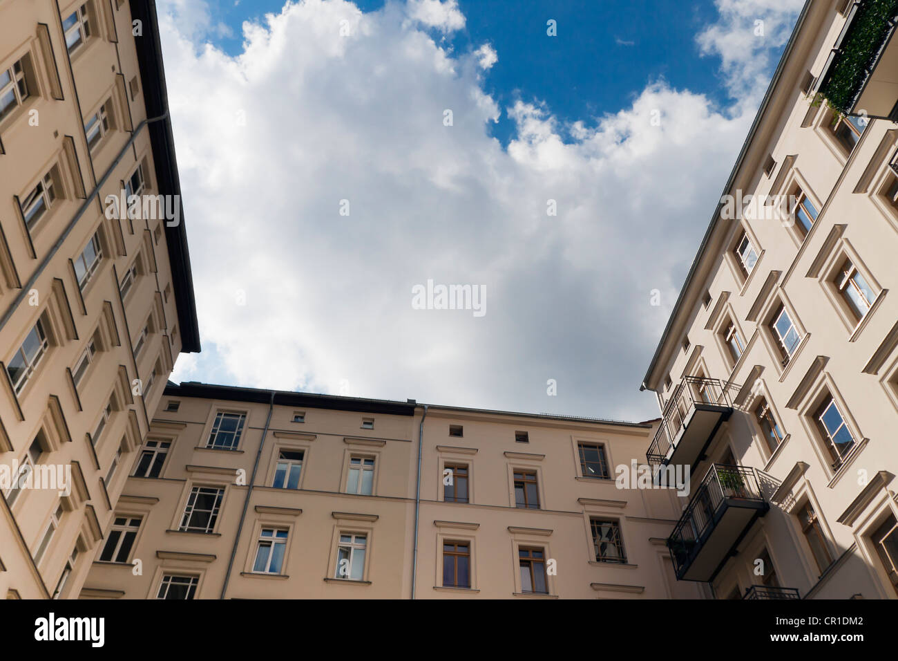 Renovated inner courtyard house facades in the Prenzlauer Berg district ...