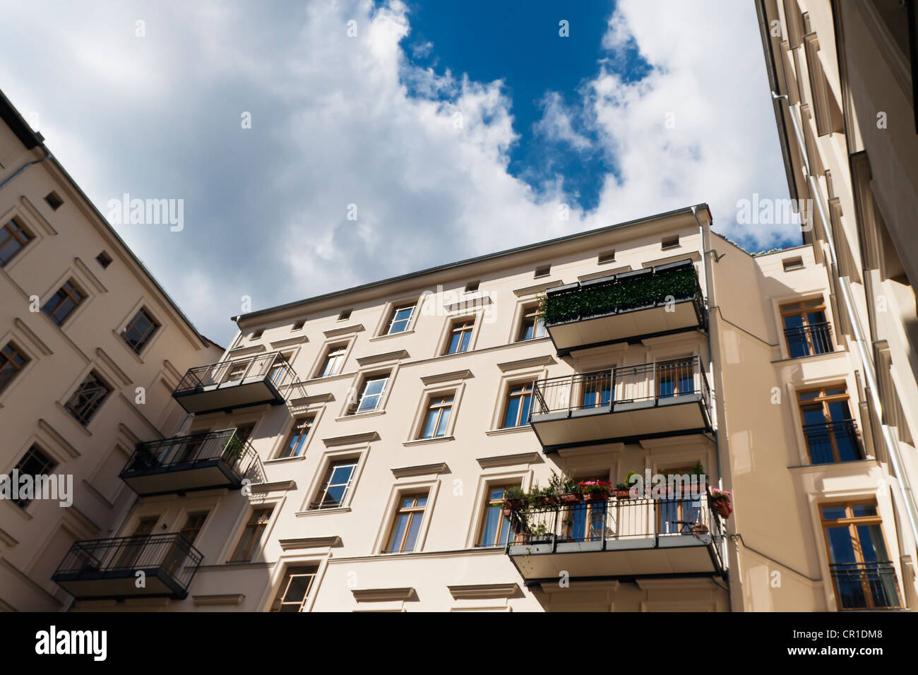 Renovated inner courtyard house facades in the Prenzlauer Berg district ...