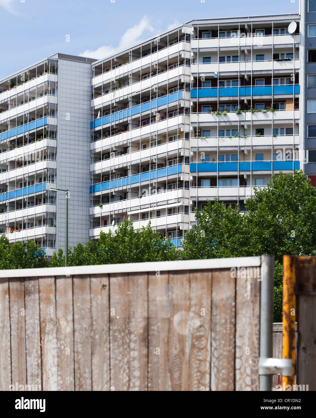 Housing complex behind a site fence, Berlin, Germany, Europe Stock ...