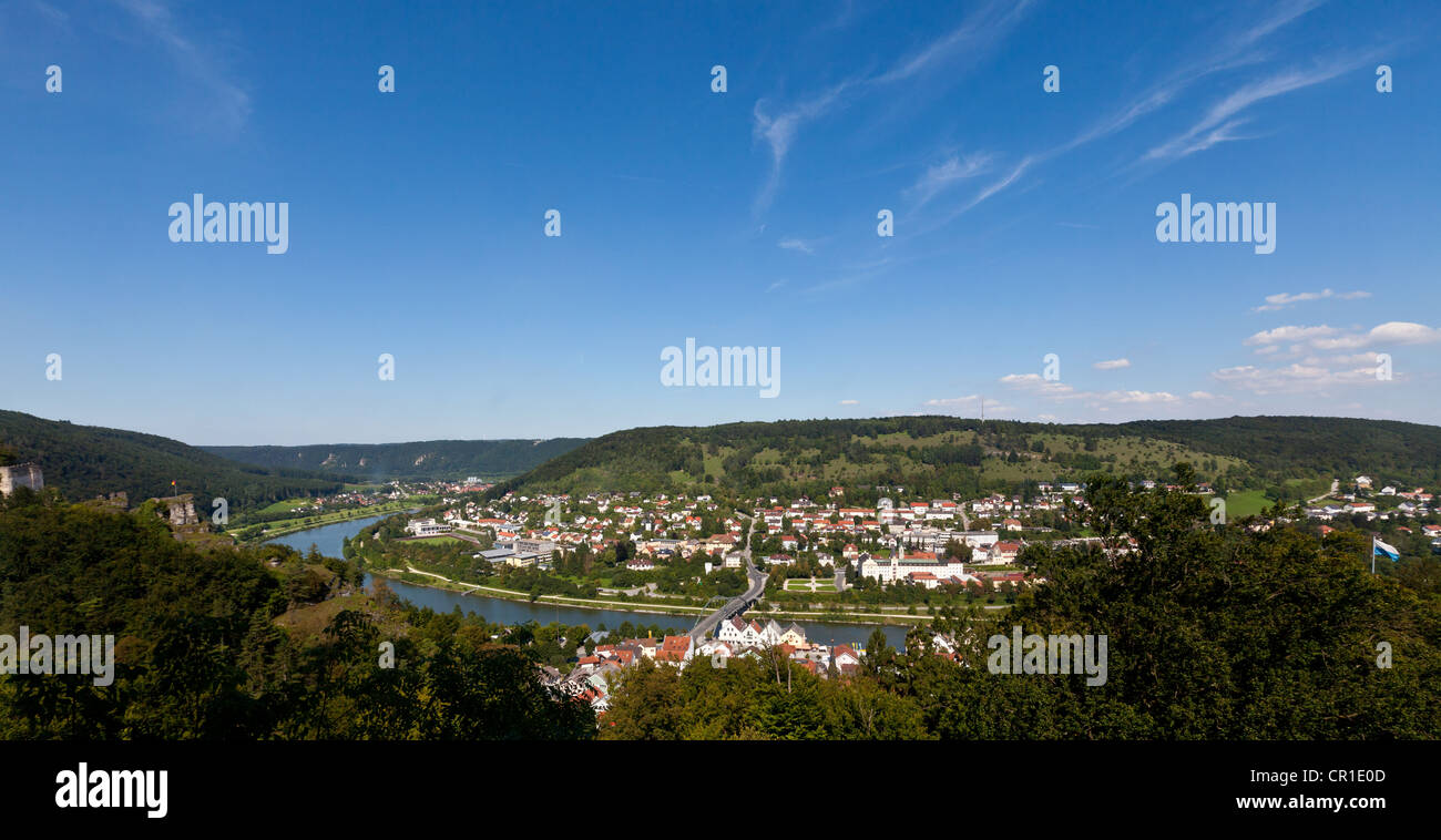 Panoramic views, village of Riedenburg, Altmuehltal valley, Lower ...