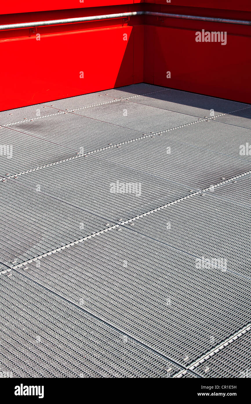 Steel platform with a red rail, observation deck Stock Photo - Alamy