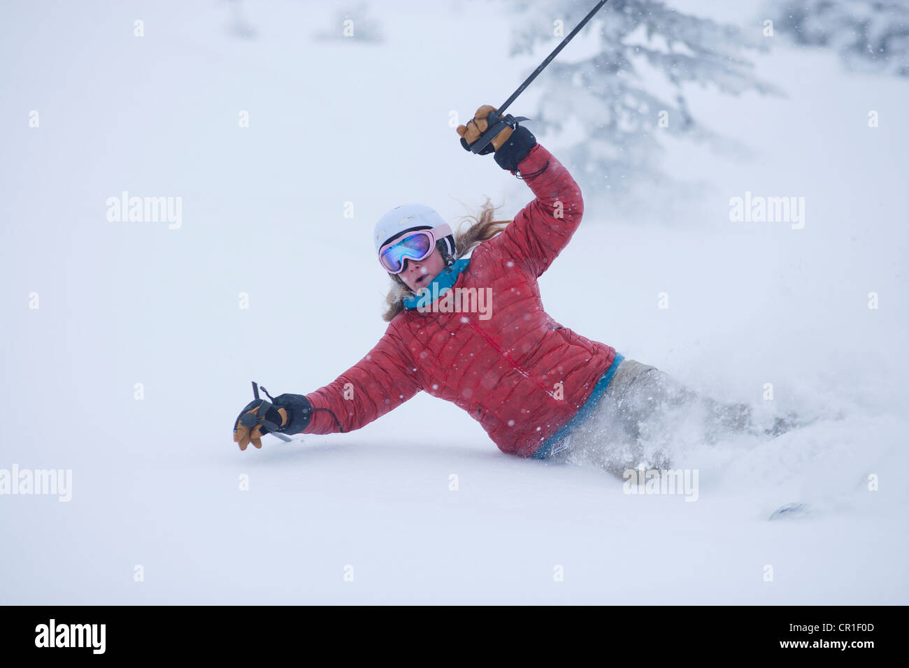 Woman skiing powder hi-res stock photography and images - Alamy
