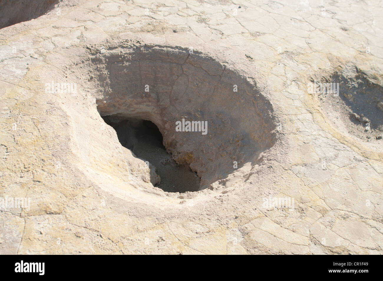 Fumeroles in the crater of the active Nisyros volcano on the Greek ...