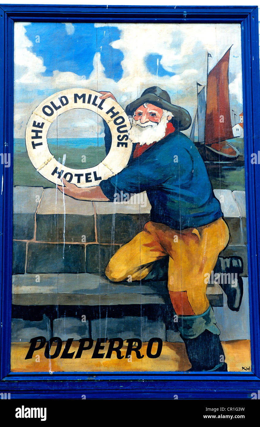 United Kingdom, Cornwall, Polperro, old sign Stock Photo - Alamy