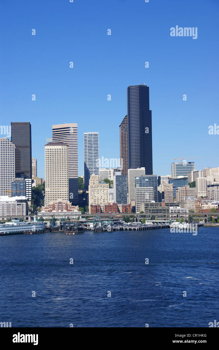 Seattle waterfront skyline,with ferry, Puget Sound, Pacific Northwest ...