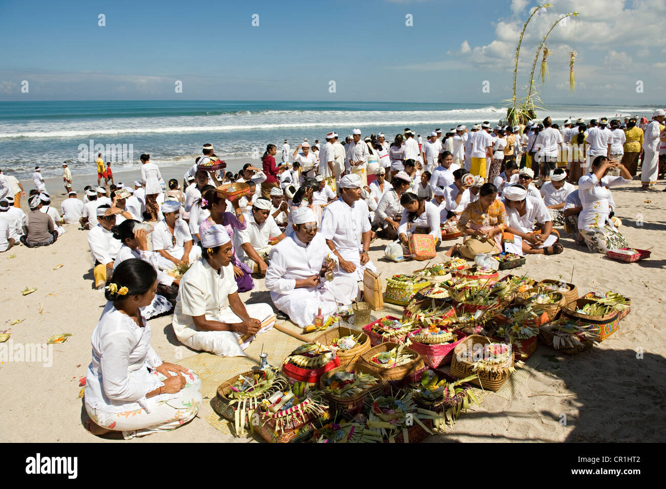Indonesia, Bali, Melasti (cleansing ceremony) on the beach of Kuta ...