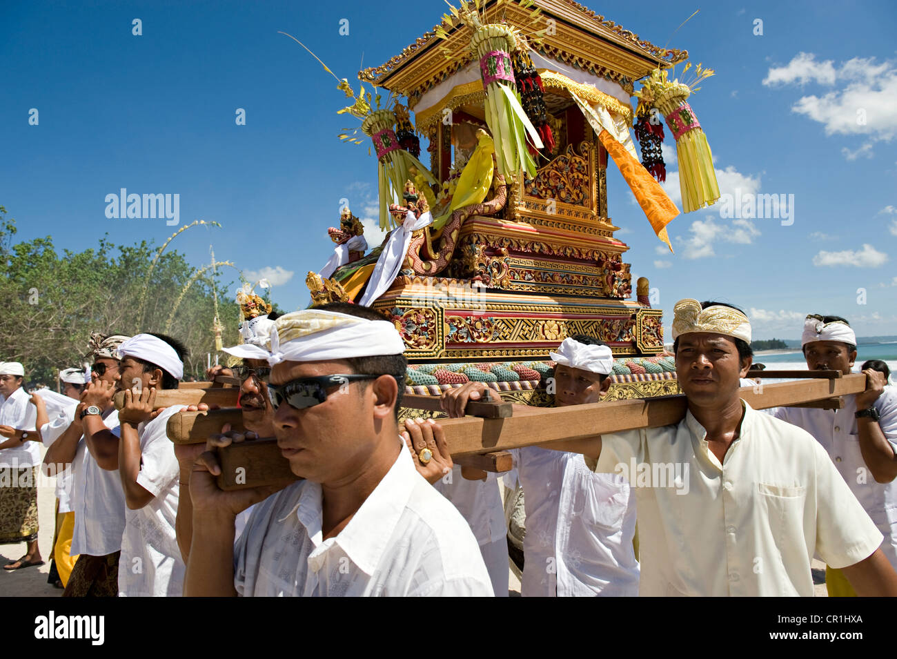 Indonesia, Bali, Melasti (cleansing ceremony) on the beach of Kuta ...