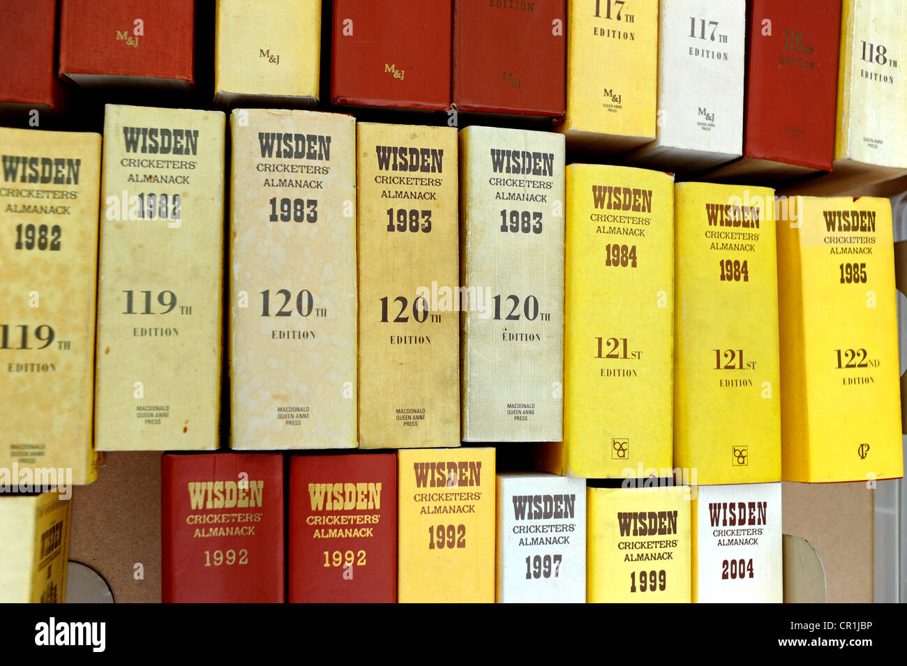Old copies of Wisden Cricketers Almanack on second hand book stall ...