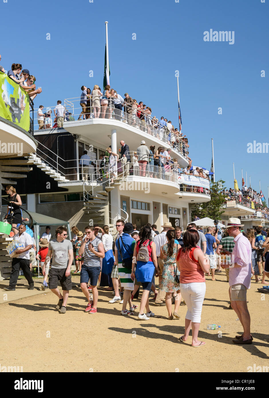 Spectators at Oxford University Eights Week rowing competition final ...